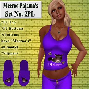 Second Life Marketplace - Meeroo Purple Pajama Set (Ladies)(Set No.2PL)